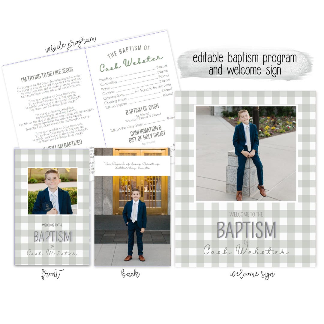 Baptism Boy Program LDS Editable Template, Boy Baptism Invitation ...