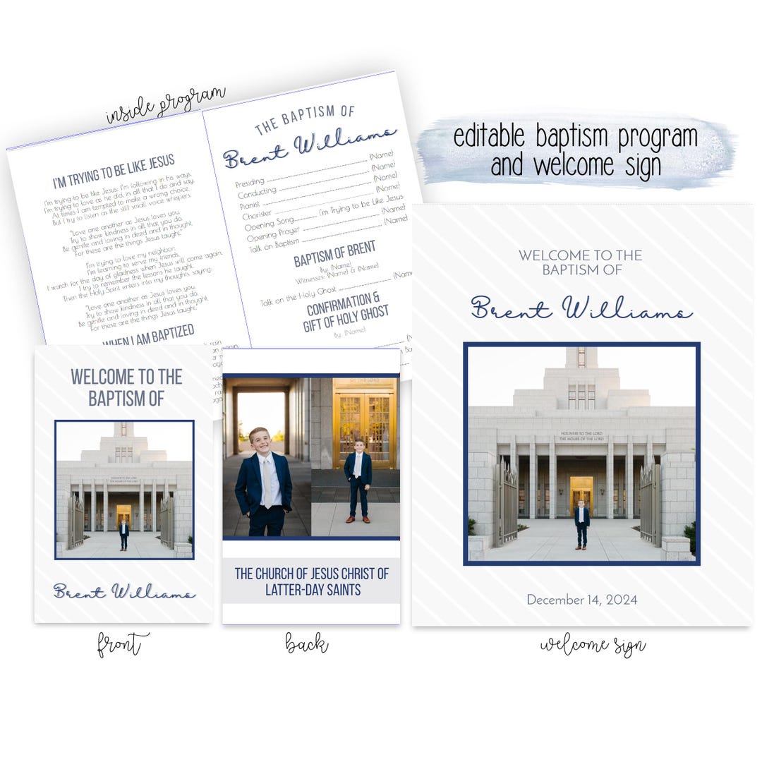 Baptism Program LDS Editable Template, Church of Jesus Christ of Latter ...
