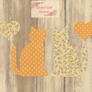 Iron on Fabric, Applique Calico Cats X 2 With Hearts,dotty/floral - Etsy