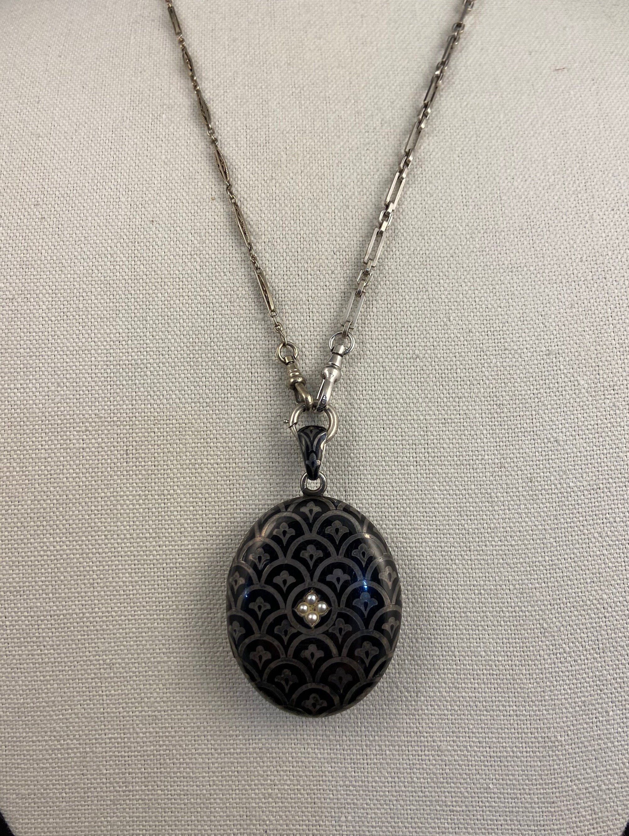 Victorian Enamel Locket With Seed Pearls - Etsy