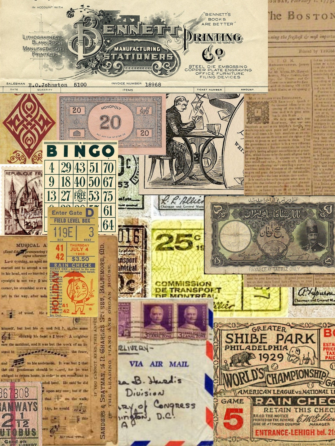 75 Different Vintage Ephemera Images Scrapbook Junk Journal ...
