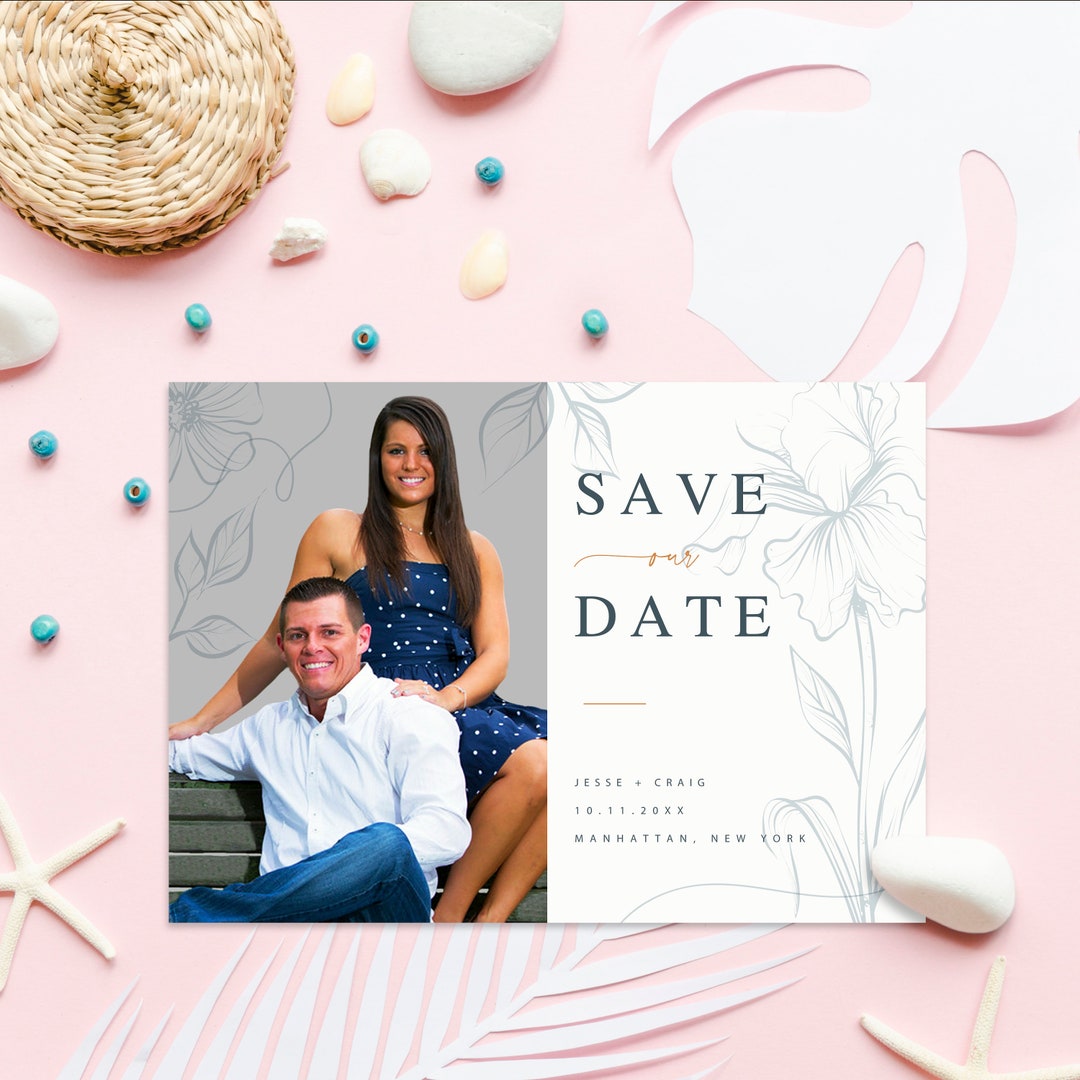 Simple Photo & Floral Save the Date *DIGITAL File Available - Etsy