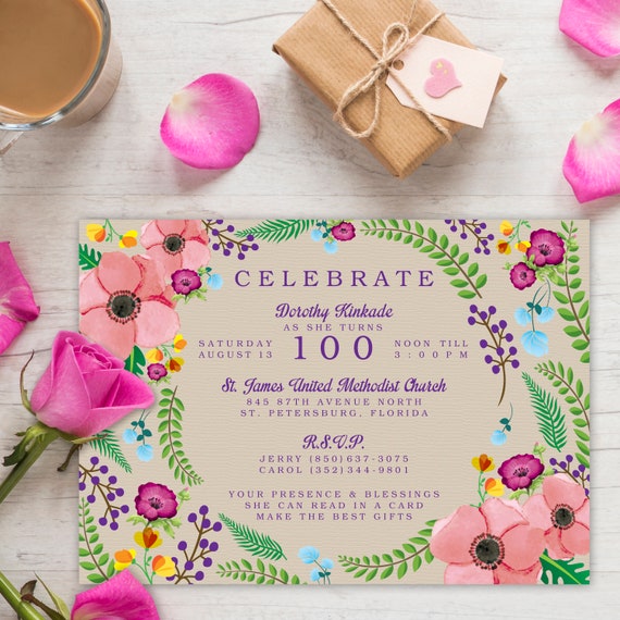 100th Birthday Party Invitation DIGITAL File Available | Etsy