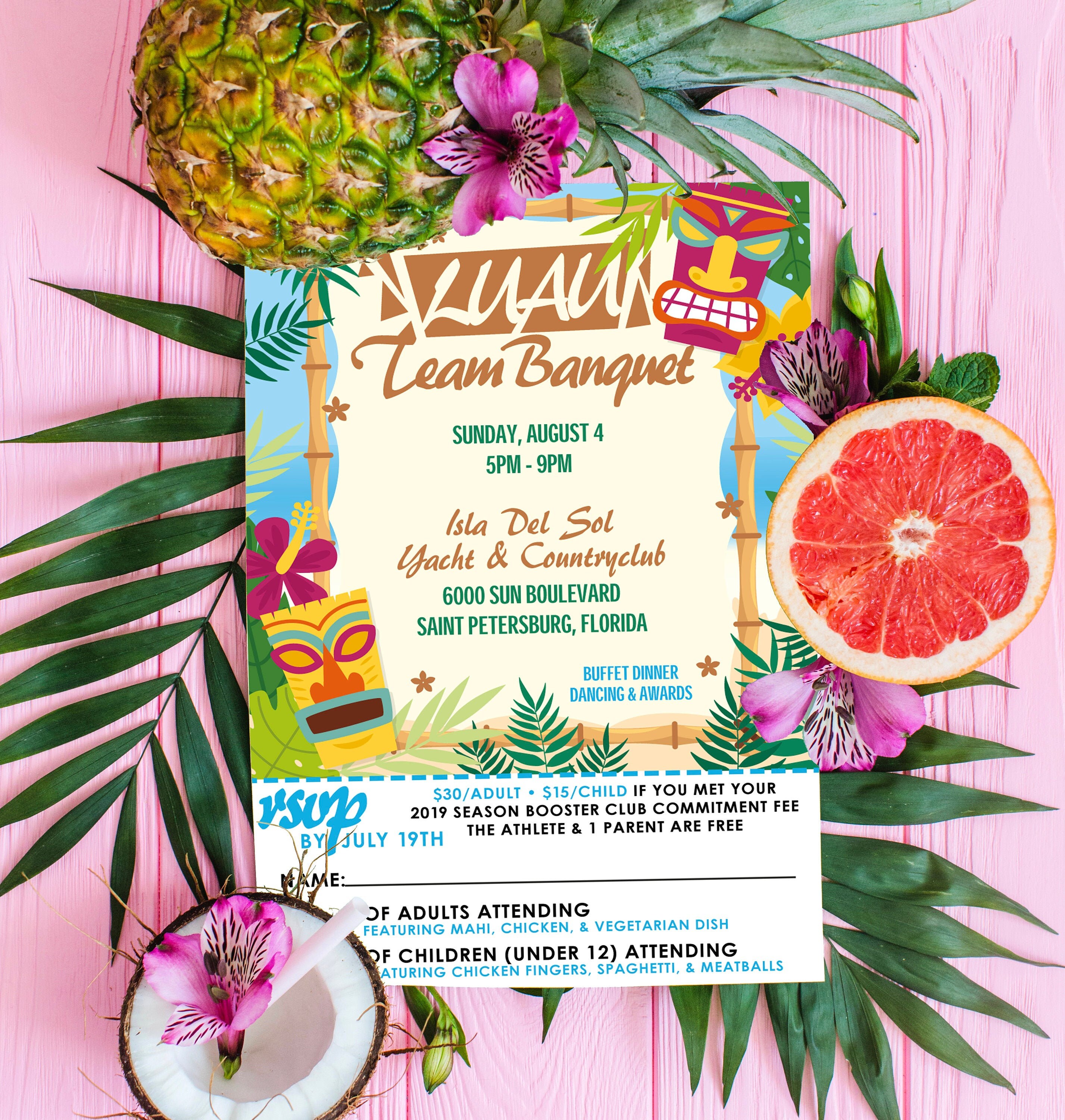 Luau Hawaiian Beach Banquet Party Invitation *DIGITAL File Available - Etsy