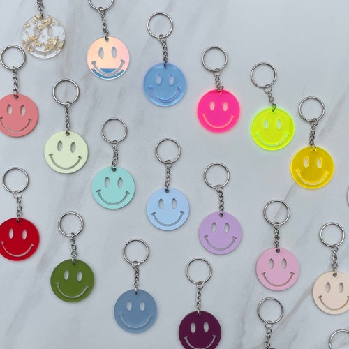 Smiley Face Keychain Acrylic - Etsy
