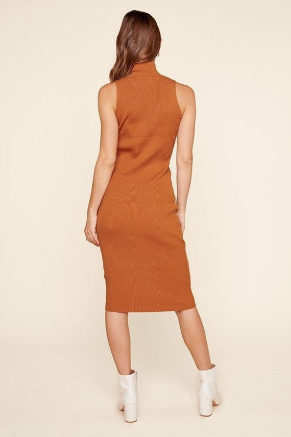 Turtleneck Sleeveless Sweater Dress