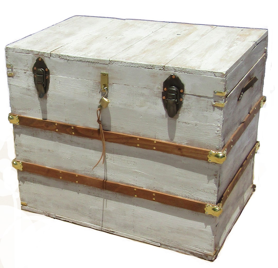 Rustic Farmhouse Style Storage Chest in Reclaimed White Washed Wood - Etsy