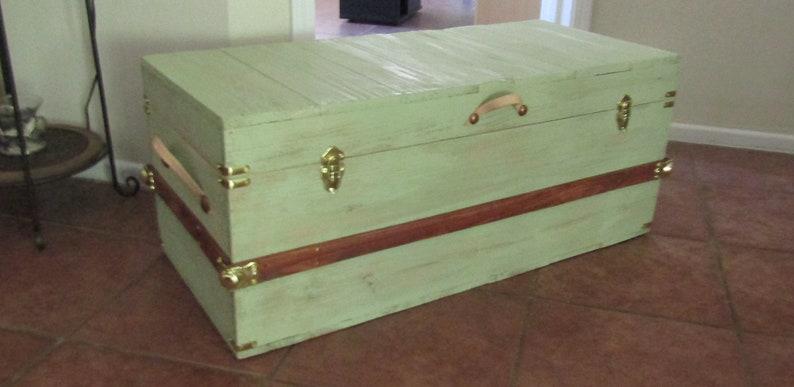 Rustic Hope Chest Coffee Table Steamer Trunk in Sage Green - Etsy
