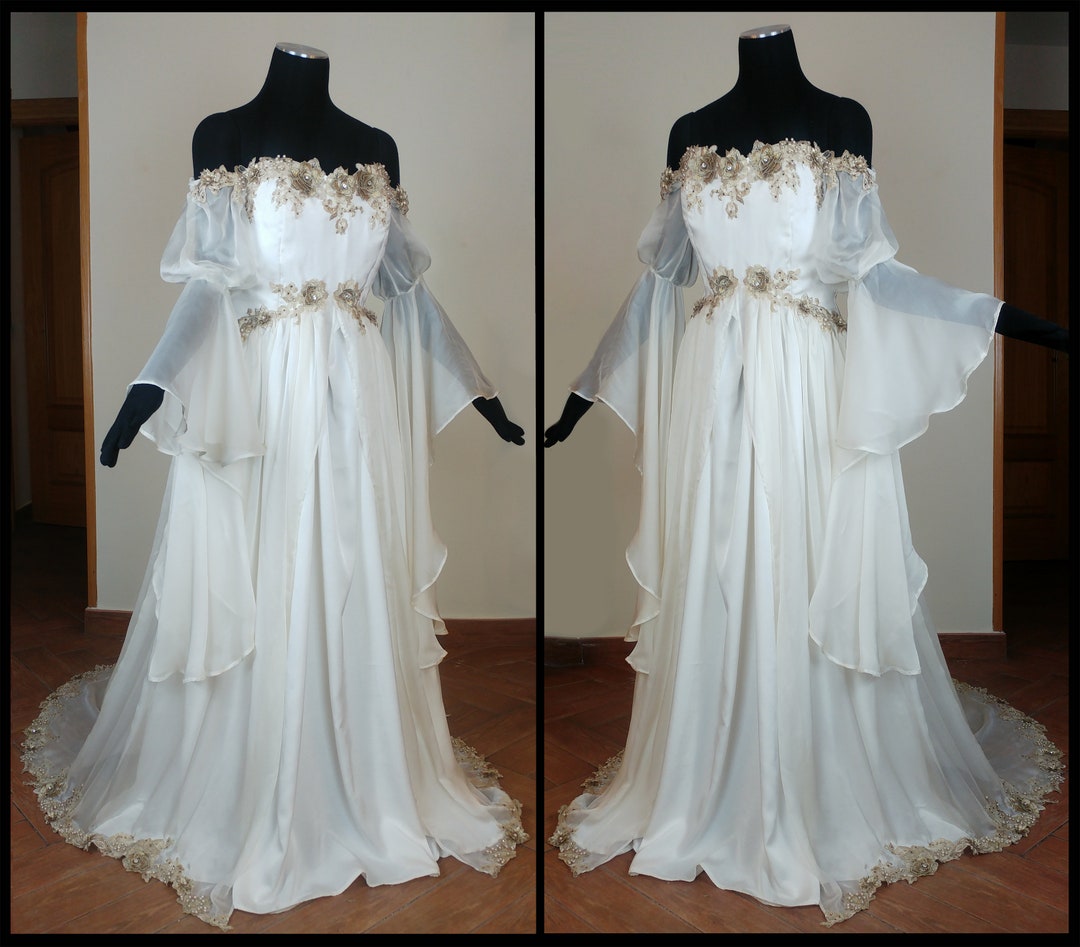 Custom Fantasy Wedding Gown Bridal Dress Corset Medieval Dress Fairytale Gothic Wicca Pagan ...