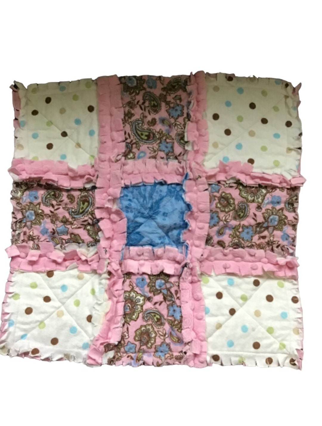 9 Square Scrappy Minky and Flannel Baby Lovey, Baby Quilt, Binky, Baby ...