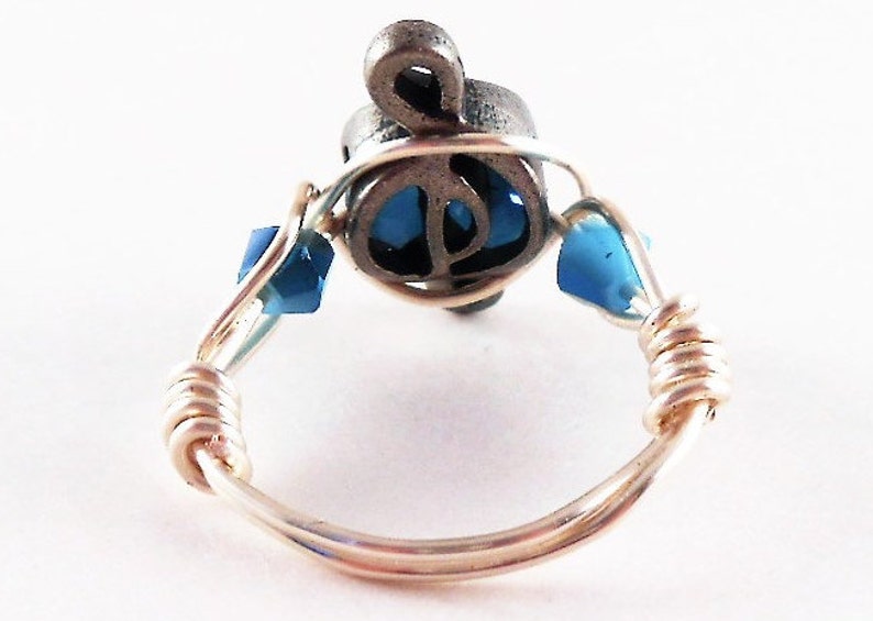 Blue Treble Clef Ring Wire Wrapped Music Note Ring Alto - Etsy