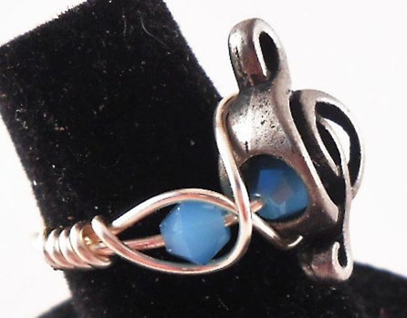 Blue Treble Clef Ring Wire Wrapped Music Note Ring Alto | Etsy