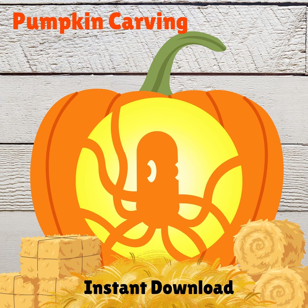 Octopus Pumpkin Carving Template - Spooky Halloween Stencil (PDF ...