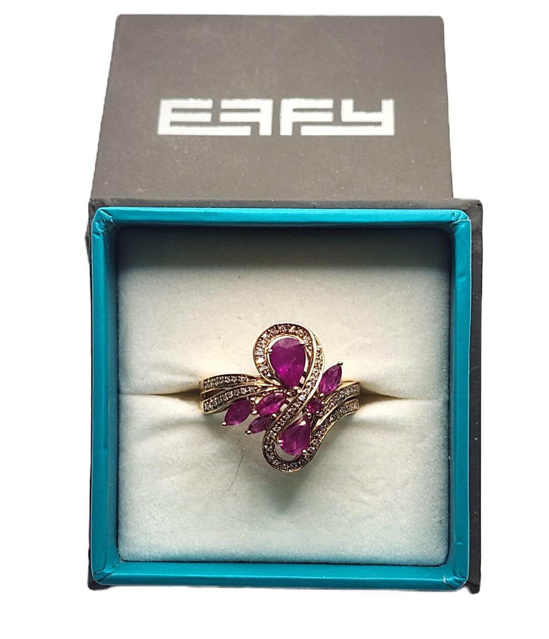 New! Effy Ruby & Diamond 14kyellow Gold Ring in Box - Etsy