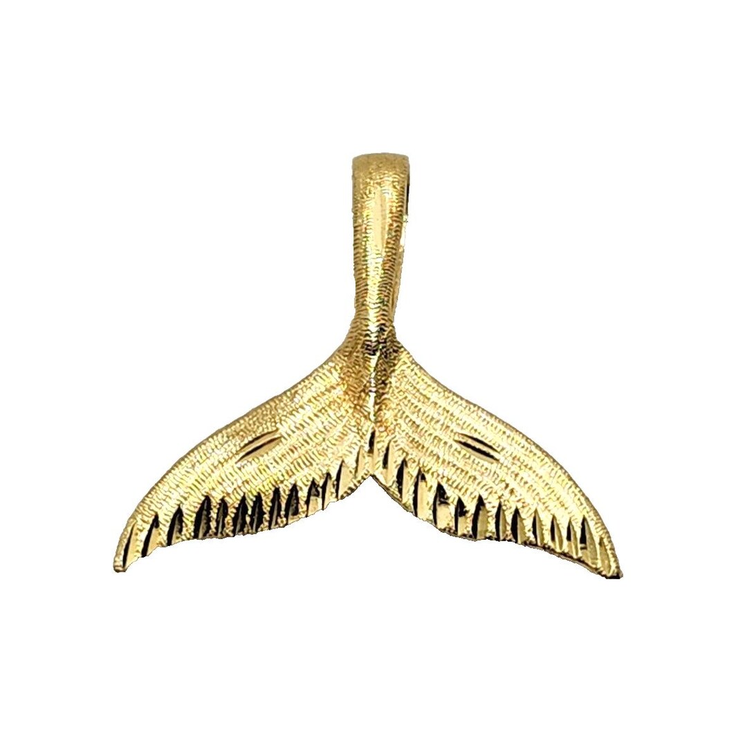 Large Diamond Cut 14K Yellow Gold Whale Tale Pendant - Etsy