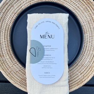Wedding Menu & Sage Green Name Card With Paperclip - Etsy