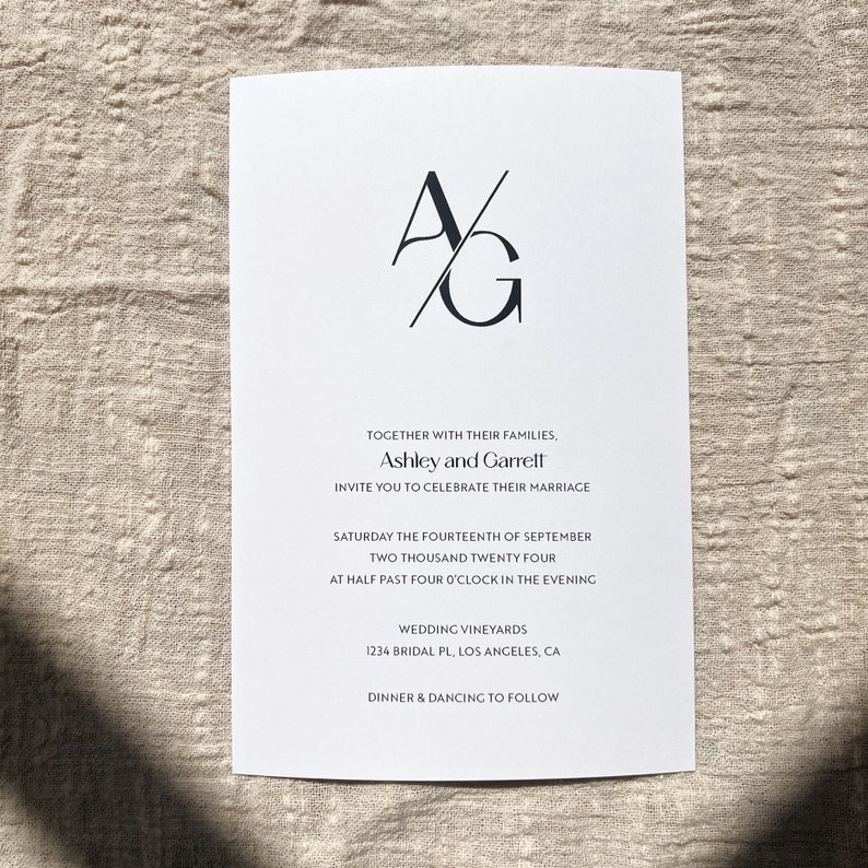 PRINTED Modern Wedding Invitation Suite, Wedding Invitation Bundle ...