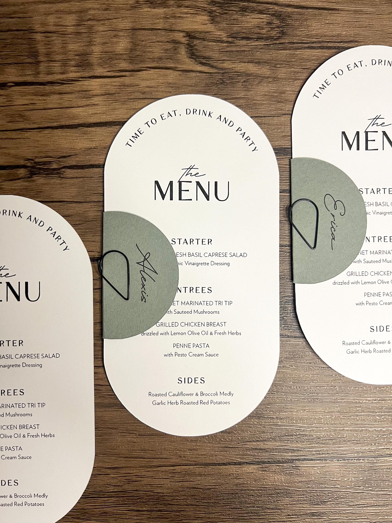 Wedding Menu & Sage Green Name Card With Paperclip - Etsy