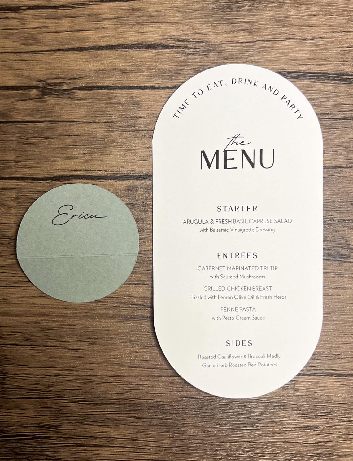 Wedding Menu & Sage Green Name Card With Paperclip - Etsy