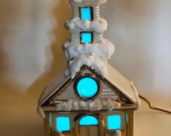 Lighted Ceramic Church - Etsy