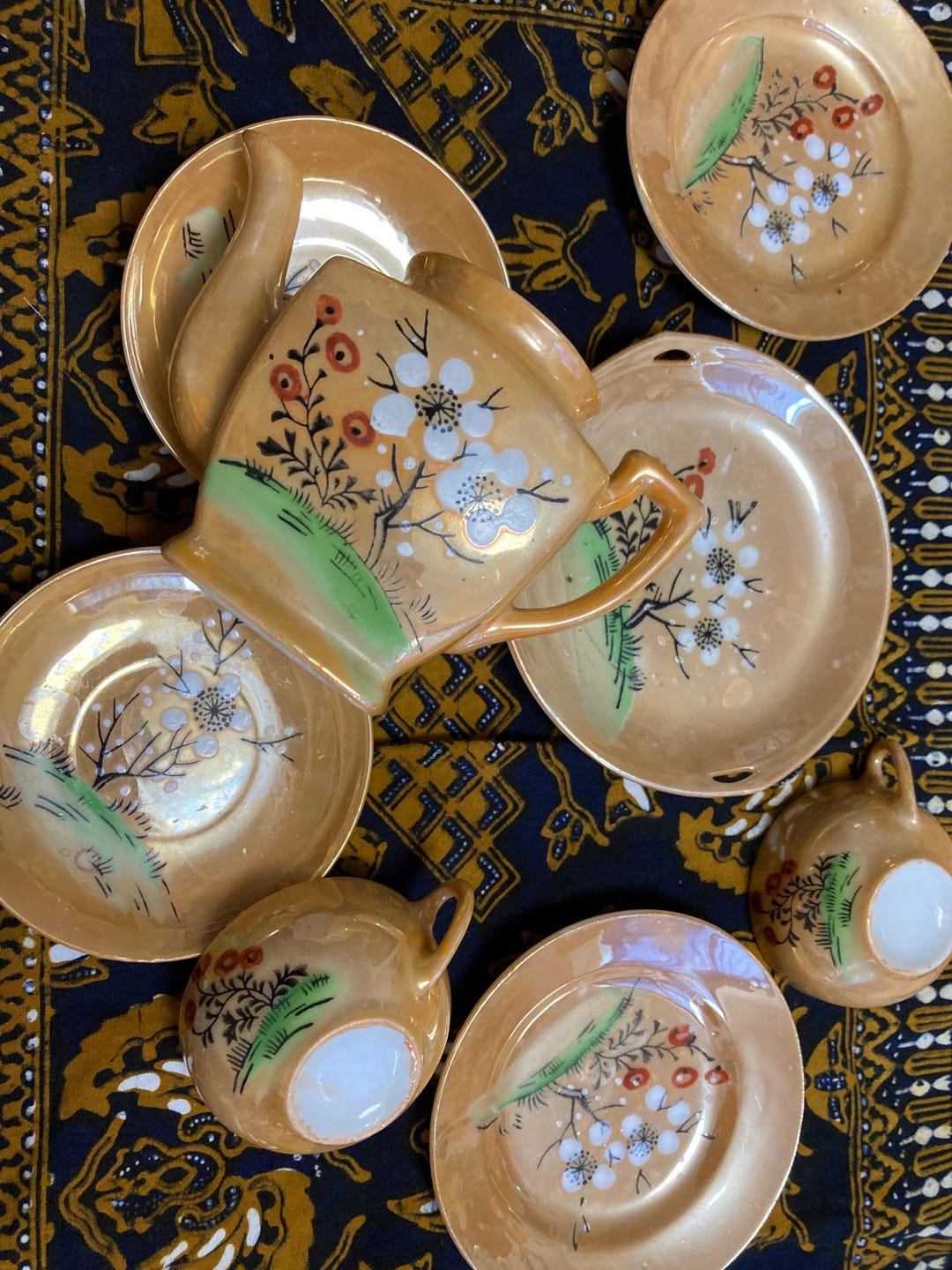 Vintage Japanese Miniature Tea Set, Eight Pieces, Flower Design - Etsy