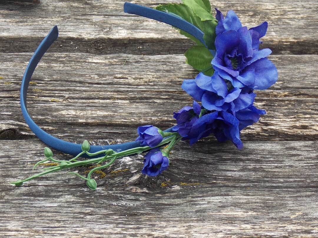 Blue Delphinium Flower Crown, Dark Blue Flower Crown, Delphinium ...