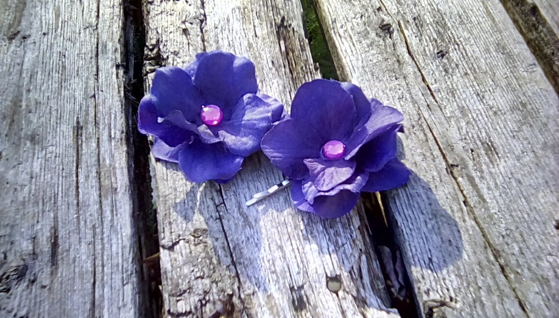 Deep Purple Flower Hair Pins Purple Flower Bobby Pins Floral - Etsy