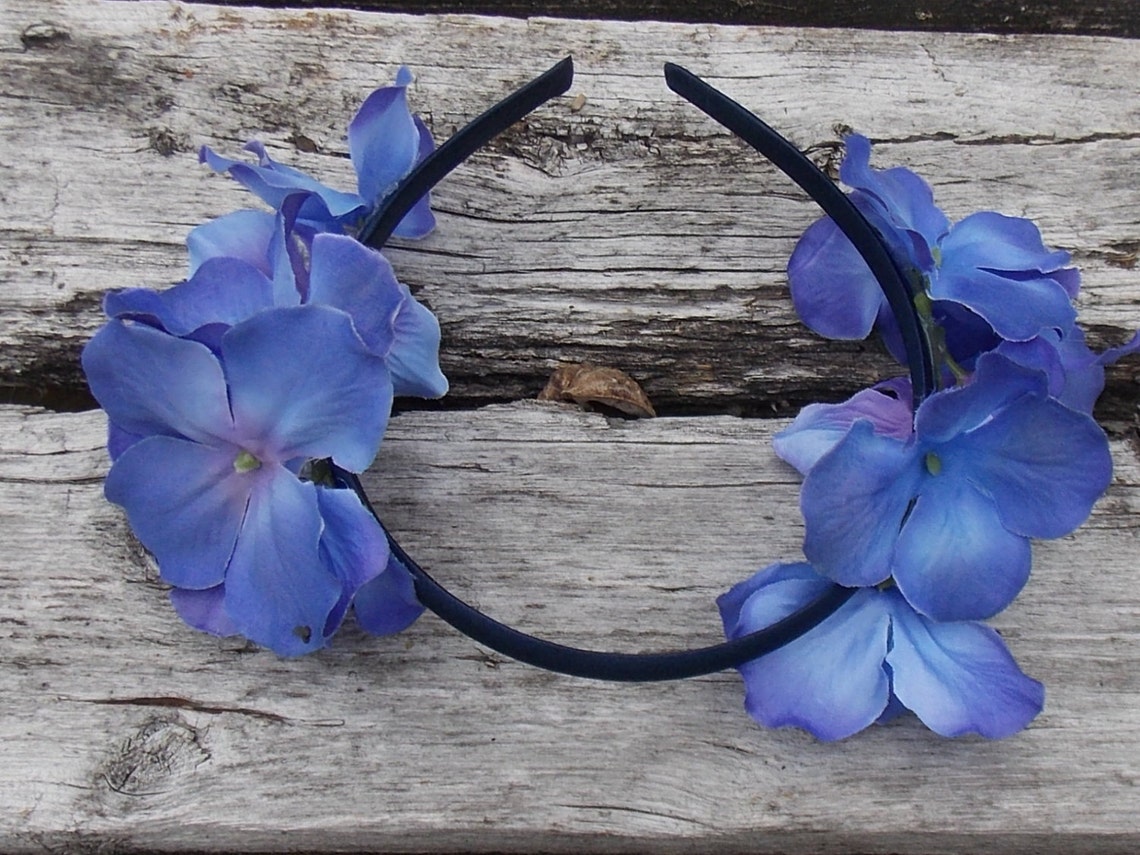 Purple Flower Crown, Purple Hydrangea Headband, Two Cluster Flower ...