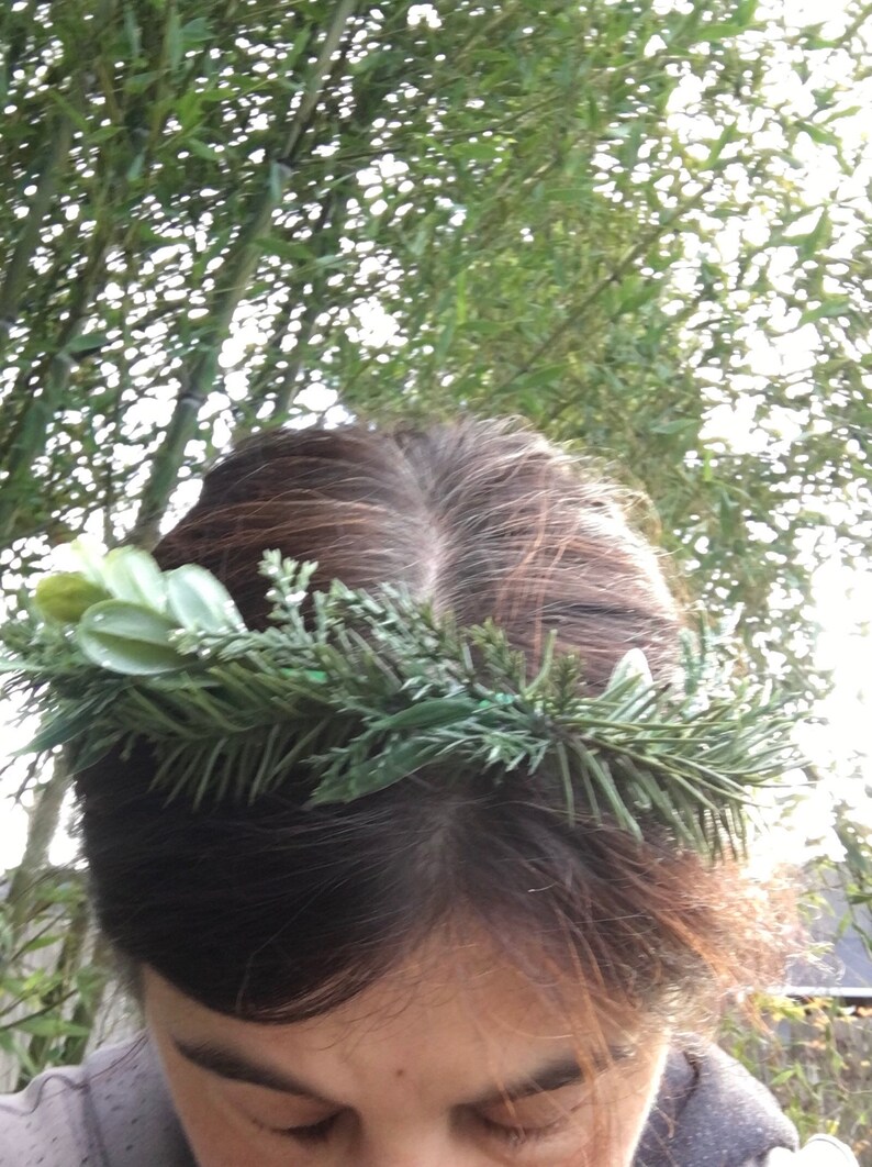 Evergreen Sprig Crown Leafy Green Headband Winter Holiday - Etsy