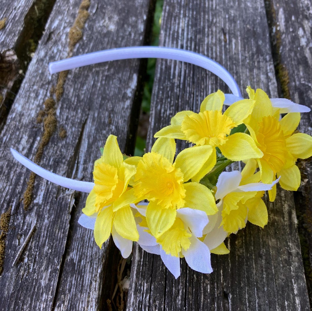 Daffodil Headband, Yellow and White Daffodil Crown, Daffodil Cluster ...