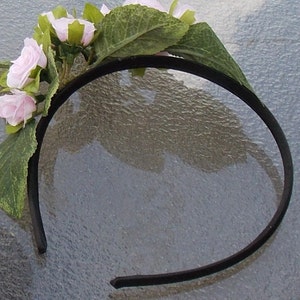 Pale Pink Rose Spray Flower Headband, Rose Floral Crown With Green ...