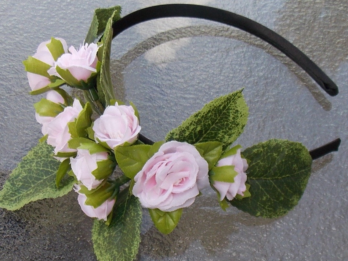 Pale Pink Rose Spray Flower Headband Rose Floral Crown With - Etsy