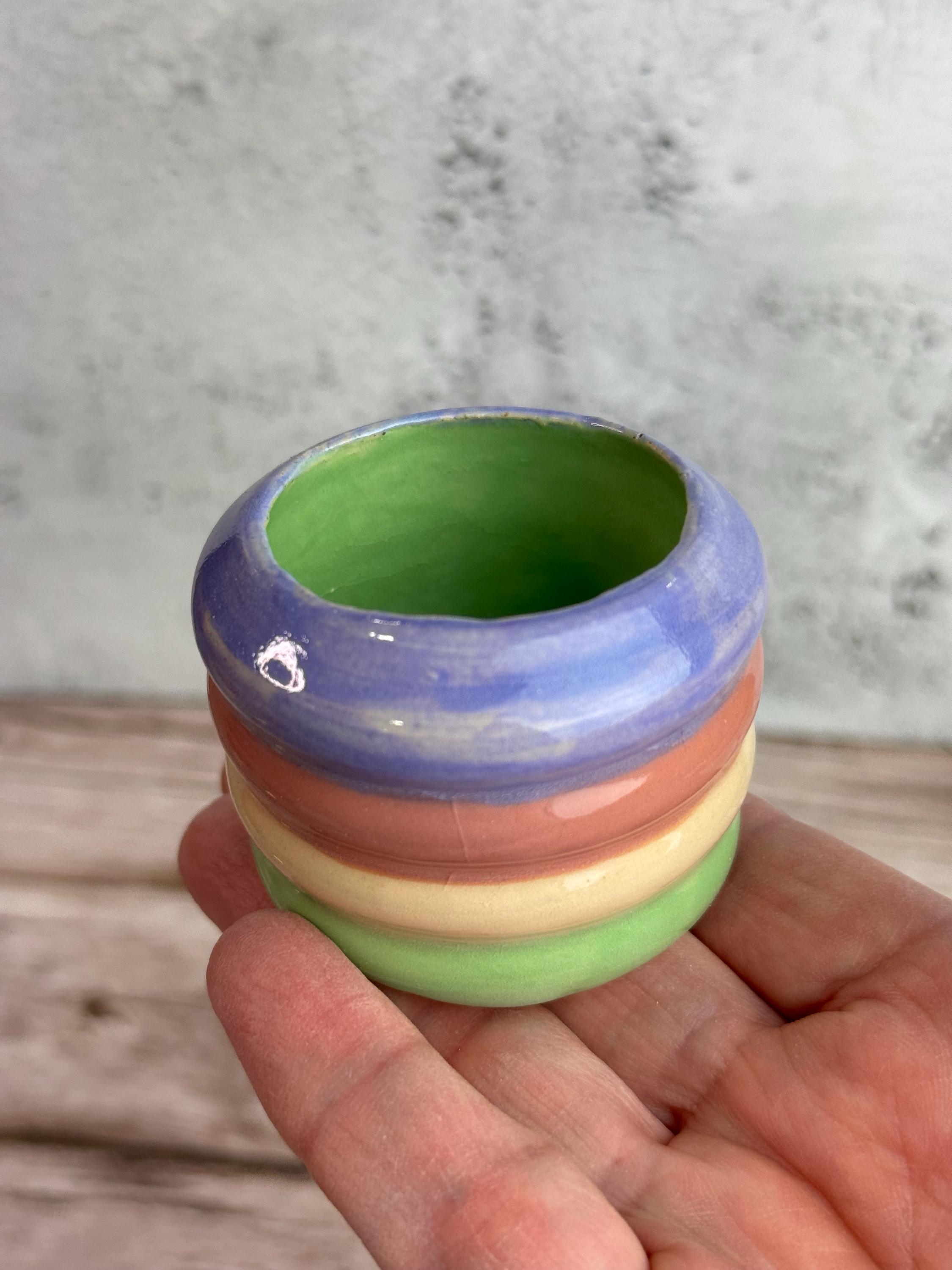 Tiny Vase Set Miniature Ceramic Three Multicolor Vases Mini Collection ...