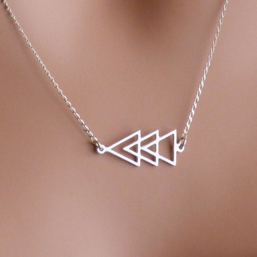 Three Triangles Necklace 3 Triangle Charm Necklace Sterling - Etsy