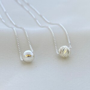Versatile Sterling Silver Ball Necklace Smooth or Diamond - Etsy