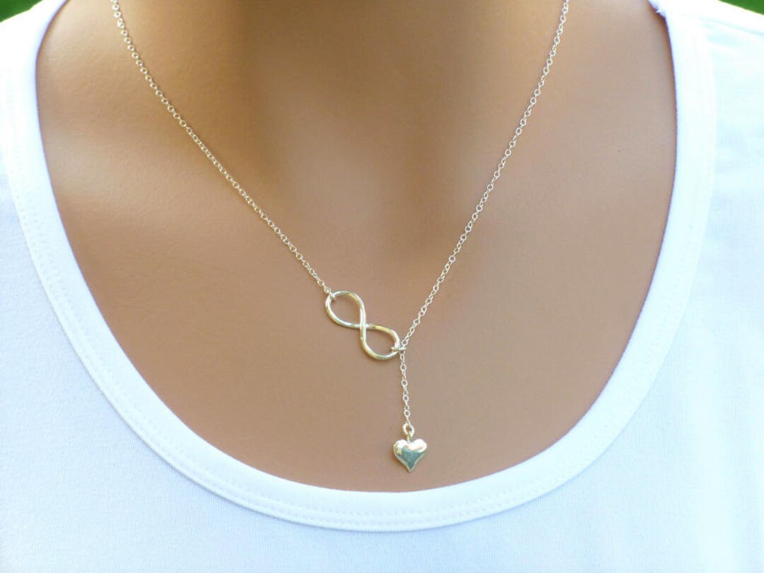 100% Sterling Silver Infinity Heart Necklace Lariat Necklaces for Women ...
