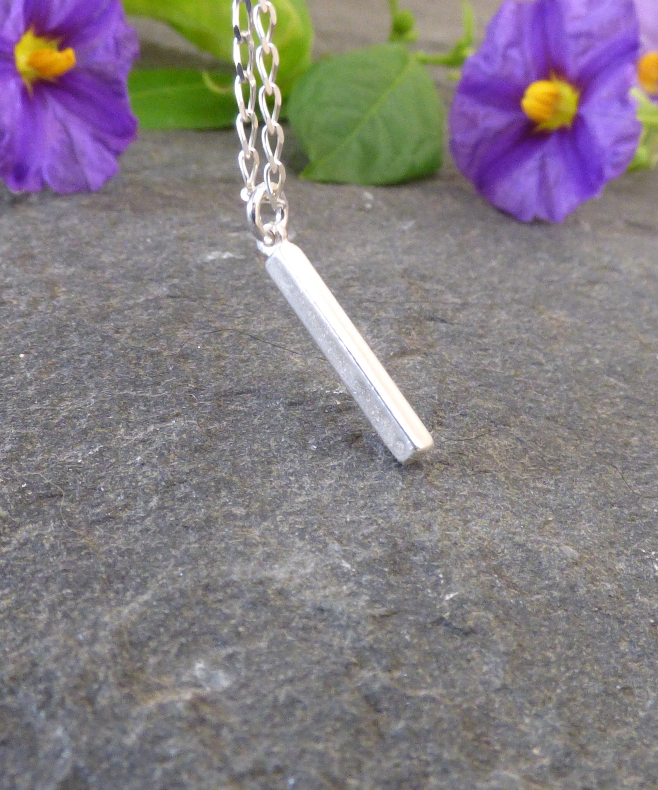 100% Sterling Silver Bar Pendant Necklace Small / Long Bar - Etsy Israel