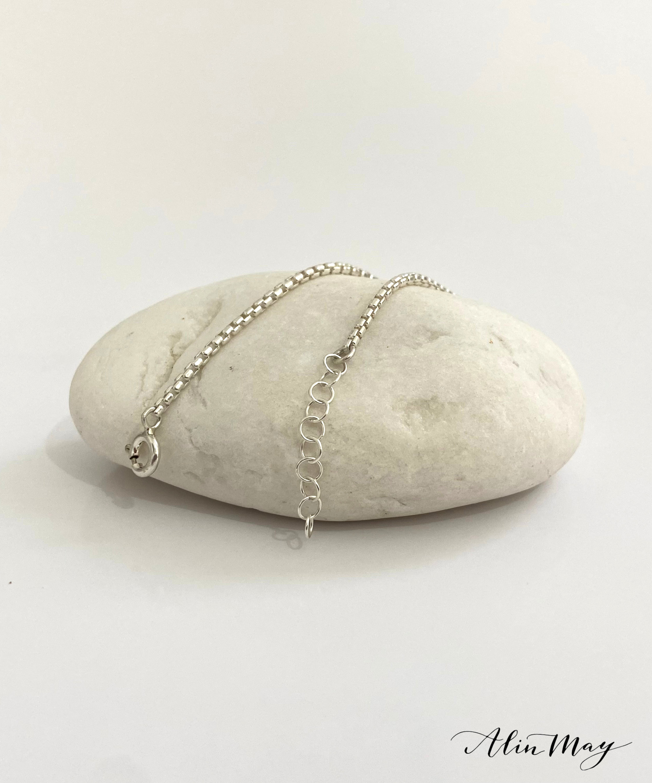 Round Box Chain Bracelet Sterling Silver Dainty Bracelet - Etsy Israel