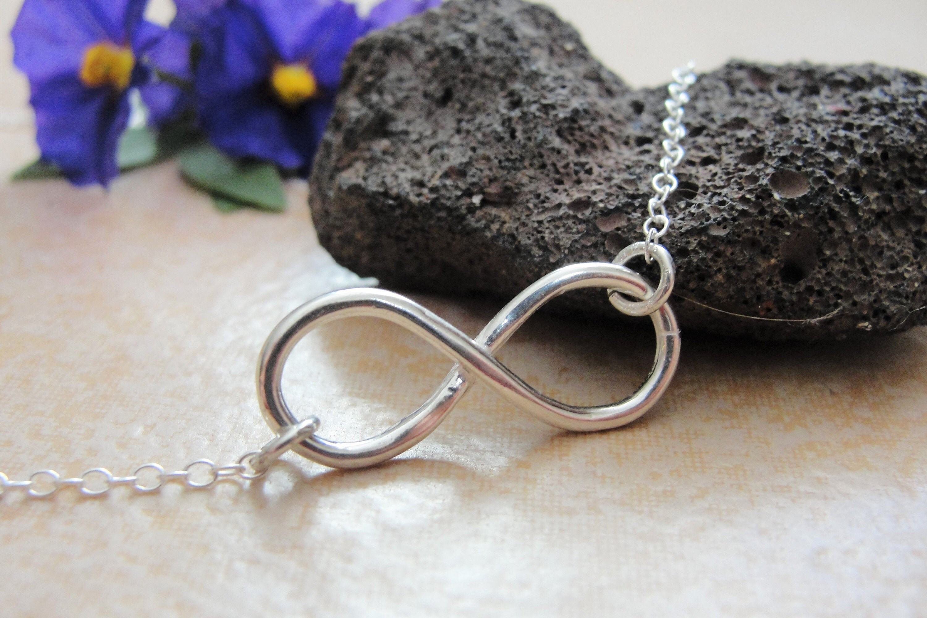 100% Sterling Silver Infinity Heart Necklace Lariat - Etsy