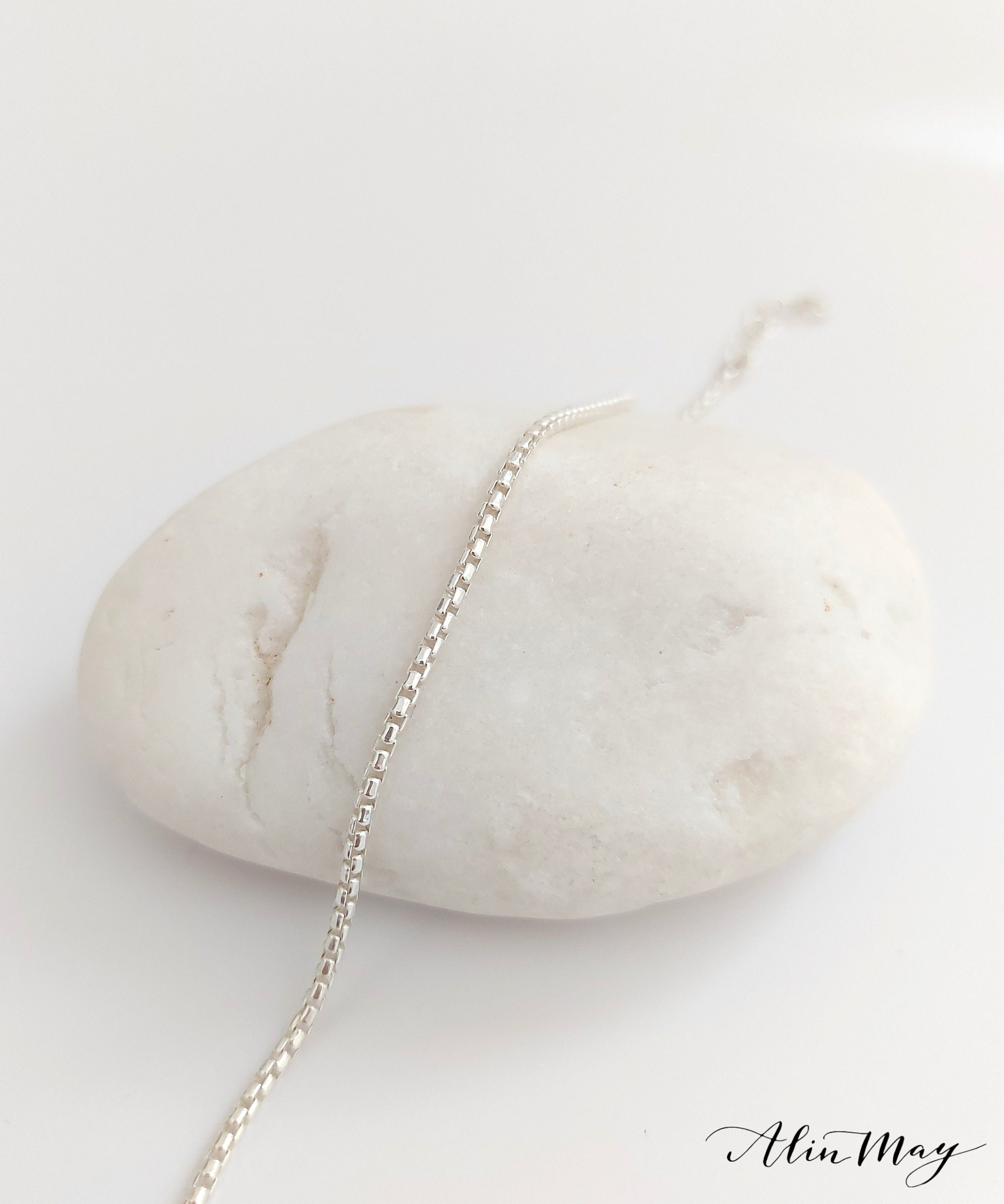 Round Box Chain Bracelet Sterling Silver Dainty Bracelet - Etsy Israel