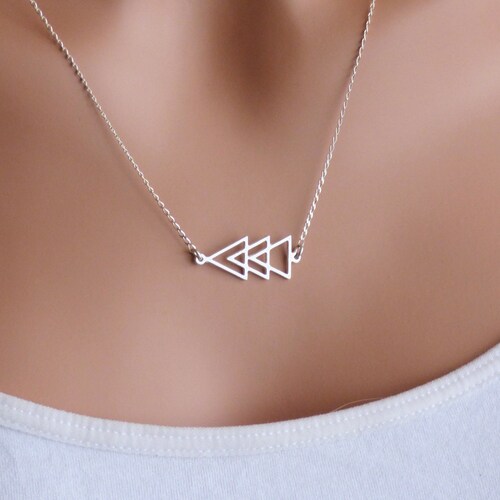 Three Triangles Necklace 3 Triangle Charm Necklace Sterling - Etsy