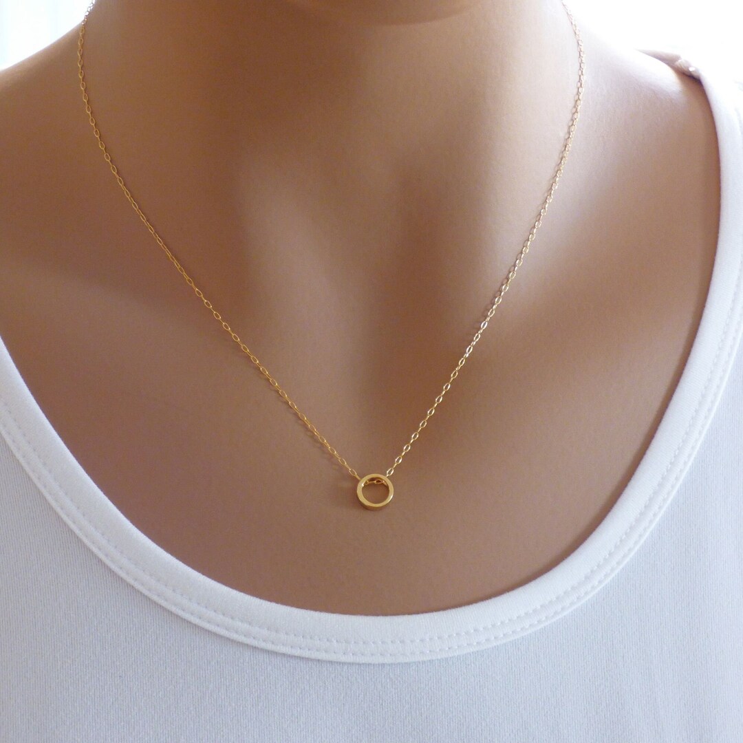 Gold Circle Necklace Tiny Circle Necklace Simple Gold Necklace Layering ...