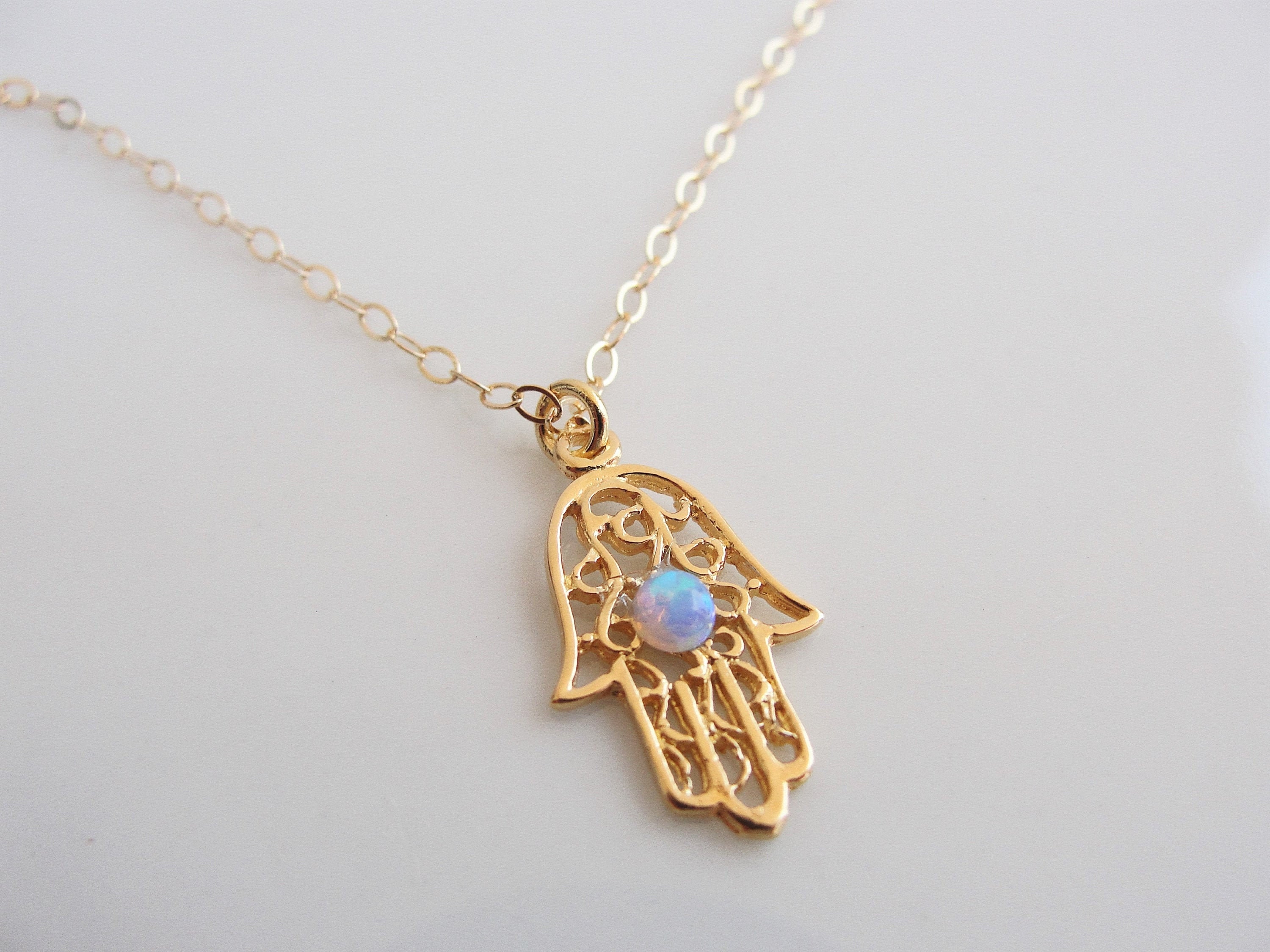 Gold Hamsa Hand Necklace Dainty Necklace Hand of Fatima - Etsy Israel