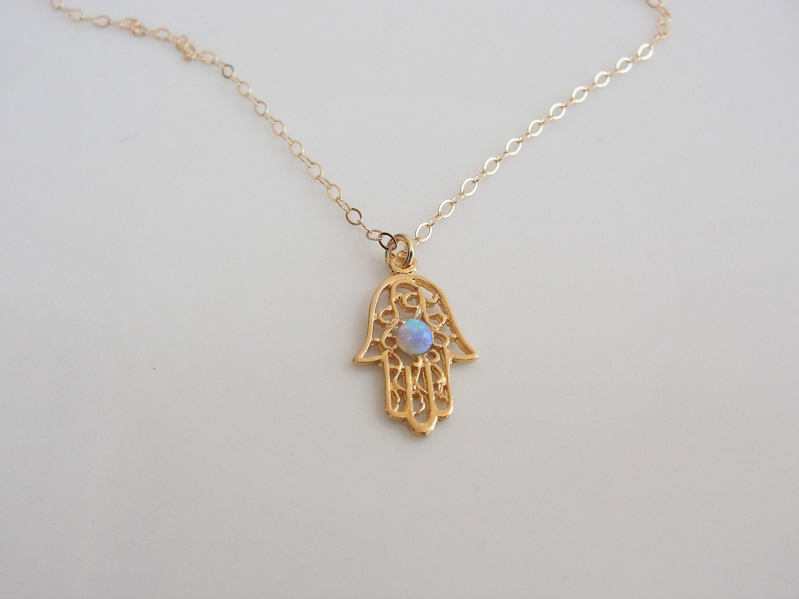 Gold Hamsa Hand Necklace Dainty Necklace Hand of Fatima | Etsy Israel