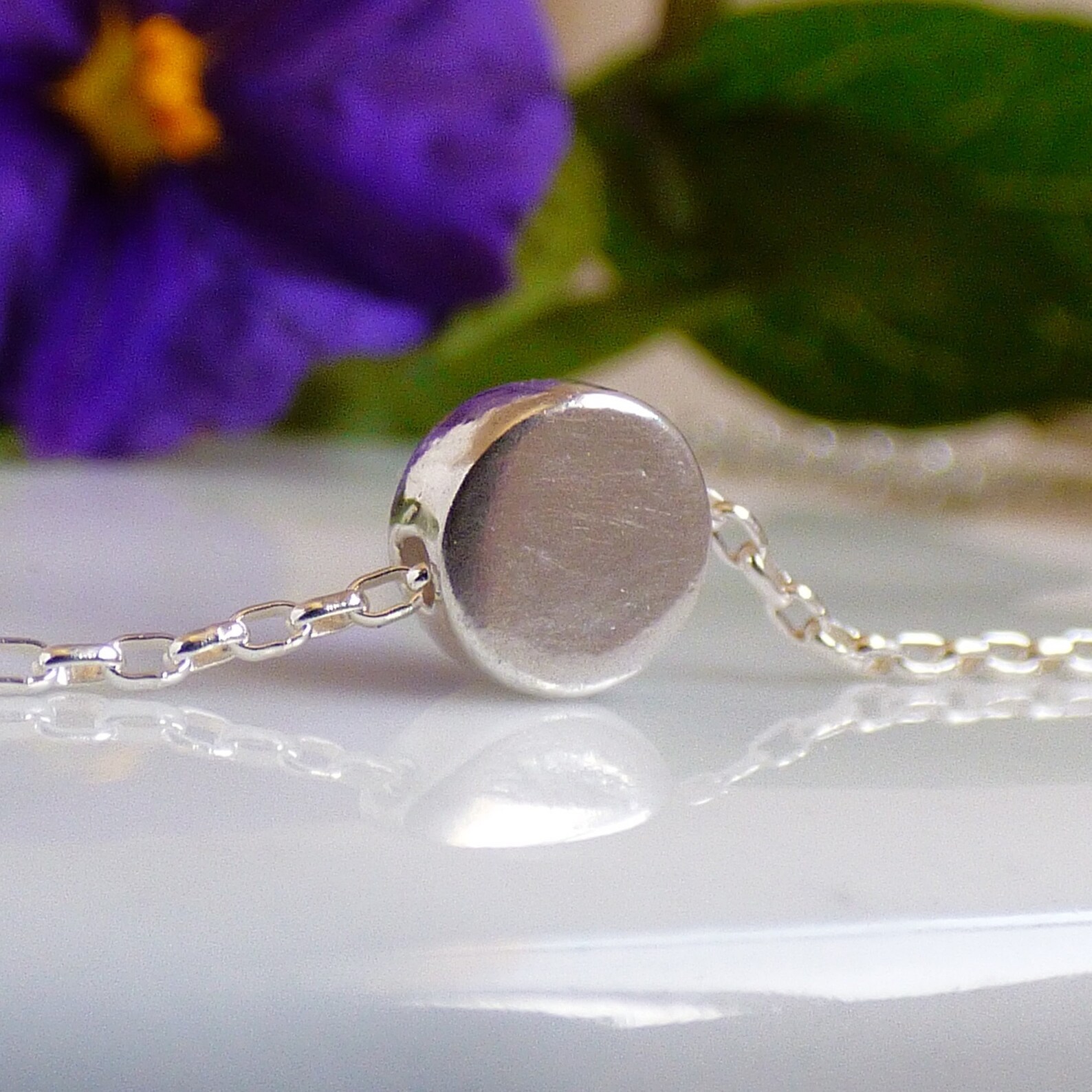 100% Sterling Silver Dot Necklace Smooth or Hammered | Etsy