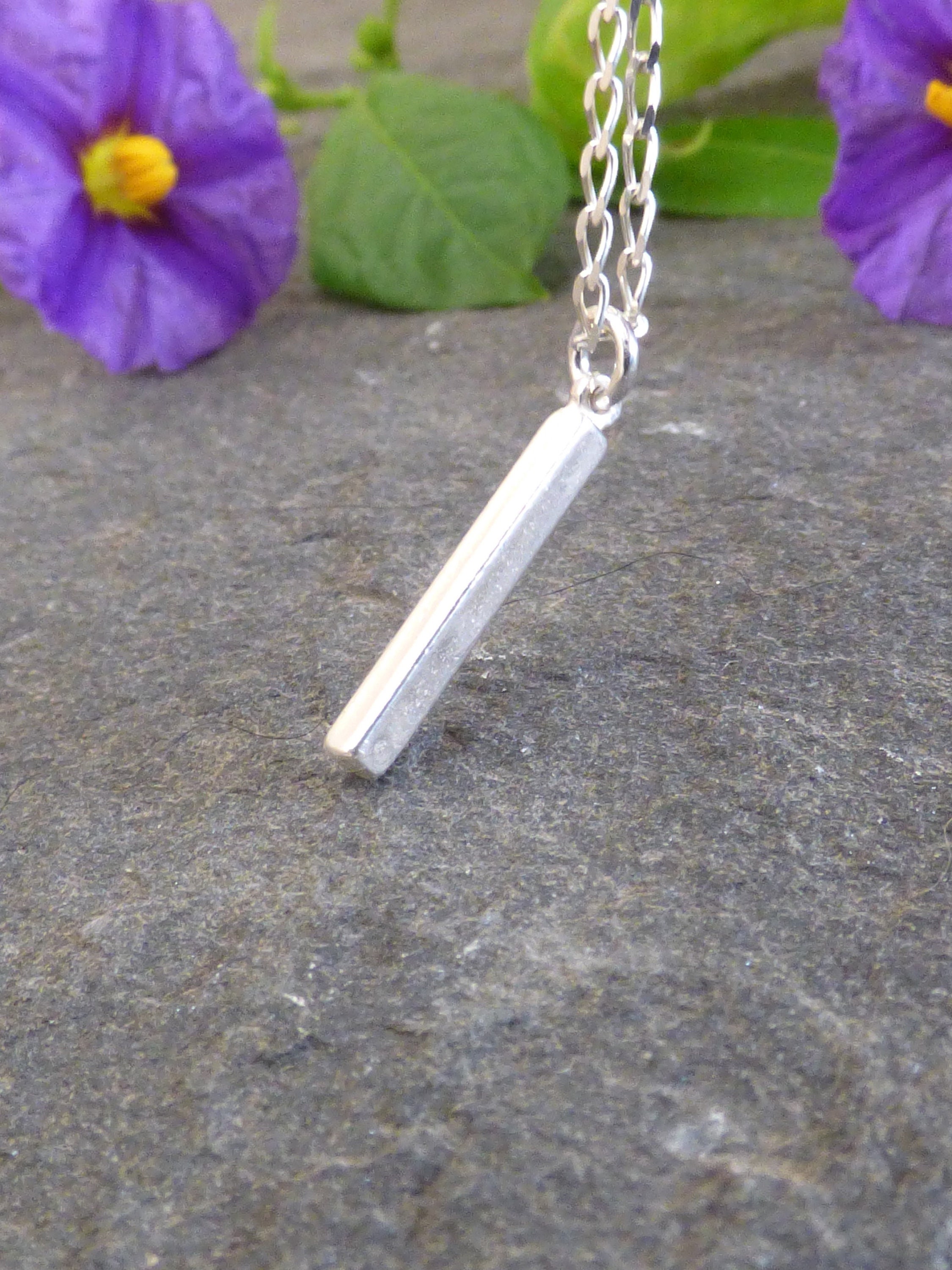 100% Sterling Silver Bar Pendant Necklace Small / Long Bar | Etsy