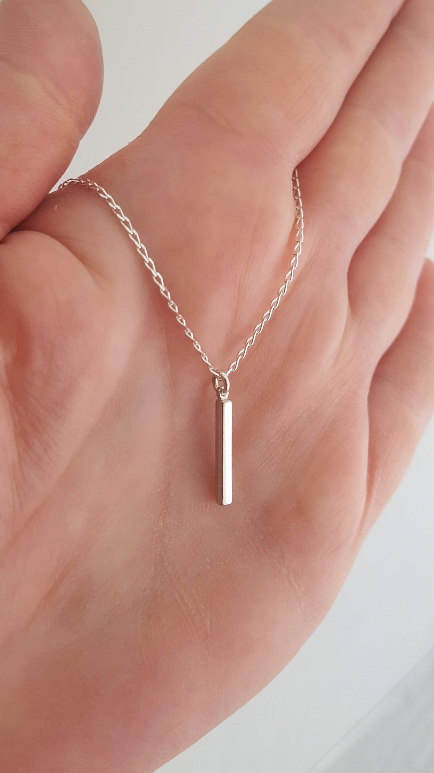 100% Sterling Silver Bar Pendant Necklace Small / Long Bar - Etsy Israel