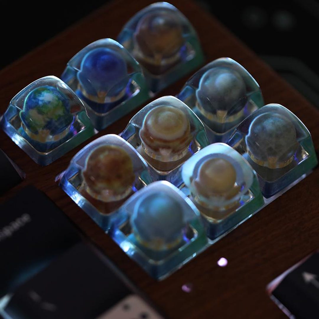 Moon Eight Planets of the Solar System Keycaps 3D Resin ESC Translucent ...