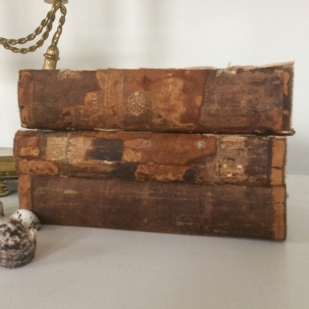 Distressed Book Stack, William Ellis, Polynesian Researches Antique ...