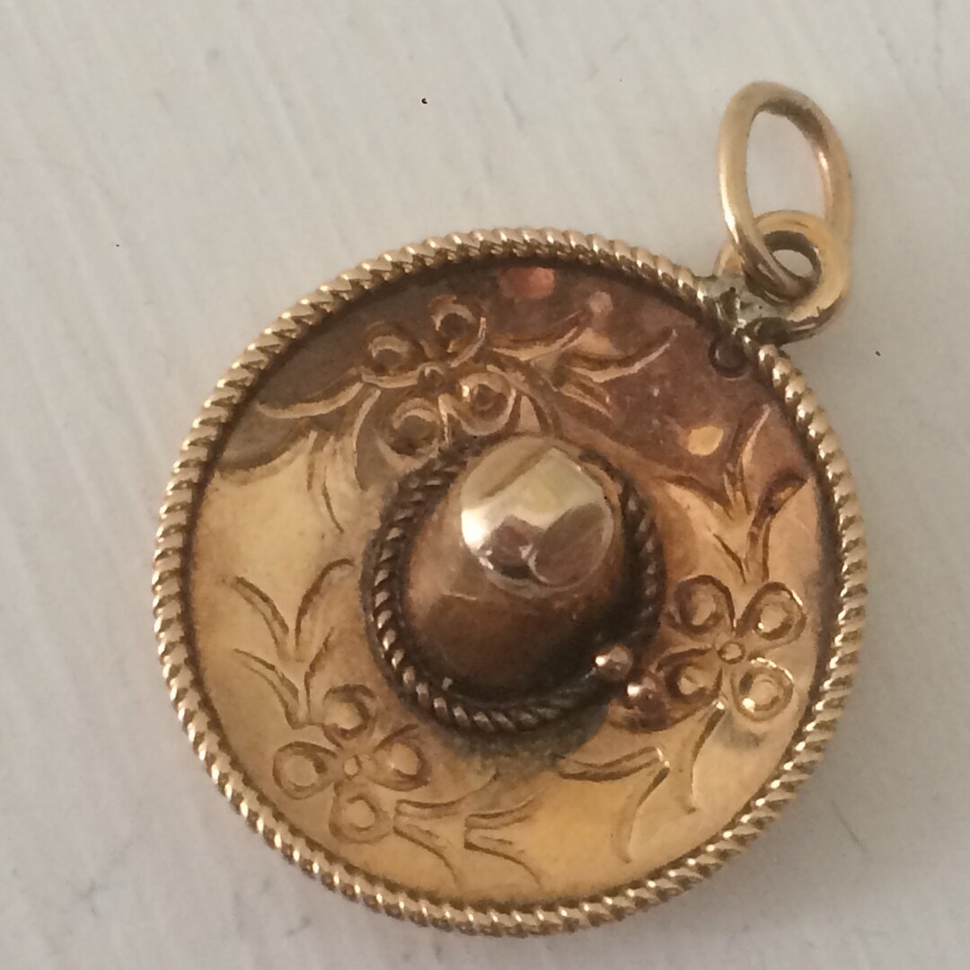 Vintage 14k Yellow Gold Mexican Sombrero Charm , Gold Pendant, Miniature Pendant, Little Gold ...